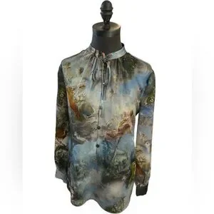 Carlisle | Tops | Carlisle Silk Rococo Print Blouse Victorian Toile Art ...